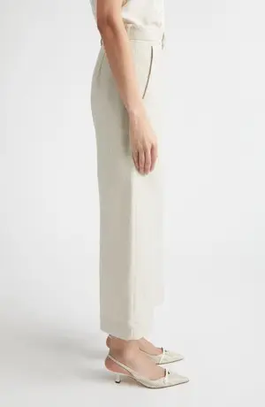 Max Mara Abissi Stretch Linen & Cotton Wide Leg Ankle Pants - Ivory