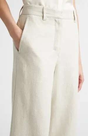 Max Mara Abissi Stretch Linen & Cotton Wide Leg Ankle Pants - Ivory