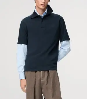 Loewe Cotton-blend Anagram Polo Shirt - Navy