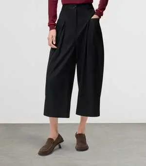 Loewe Cotton-silk Gabardine Cropped Trousers - Black