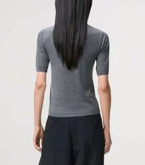 Loewe Wool Short-sleeve Logo Sweater - Grey