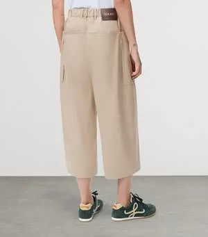 Loewe Cotton-silk Gabardine Cropped Trousers - Beige
