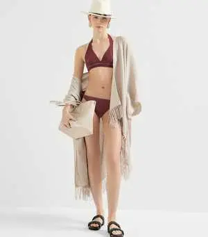 Brunello Cucinelli Halterneck Bikini Top - Red