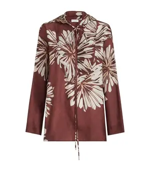Brown Floral Tops