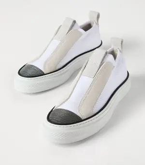 Brunello Cucinelli Knitted Suede-trim Sneakers