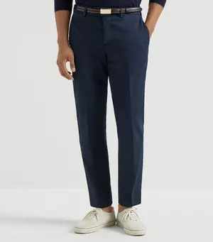 Brunello Cucinelli Pima Cotton Comfort Gabardine Trousers - Blue