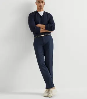Brunello Cucinelli Pima Cotton Comfort Gabardine Trousers - Blue
