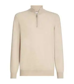 Brunello Cucinelli Cashmere Quarter-zip Sweater - Beige