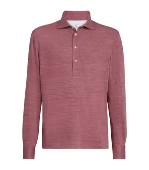 Brunello Cucinelli Linen-cotton Jersey Polo Shirt - Red