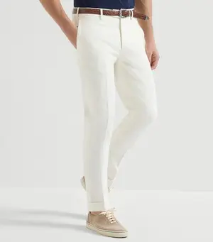 Brunello Cucinelli Cotton-virgin Wool Gabardine Trousers - White