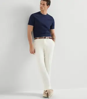 Brunello Cucinelli Cotton-virgin Wool Gabardine Trousers - White