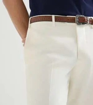Brunello Cucinelli Cotton-virgin Wool Gabardine Trousers - White