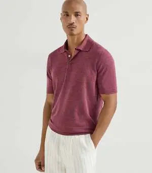 Brunello Cucinelli Linen-cotton Polo Sweater - Red