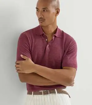 Brunello Cucinelli Linen-cotton Polo Sweater - Red