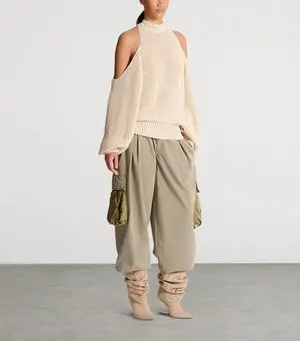 Balmain Cotton High-neck Cutout Sweater - Beige