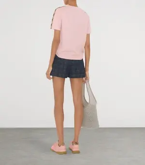 Burberry Cotton T-shirt With Check Trim - Pink
