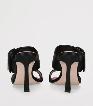ROGER VIVIER Satin Trompette Mules - Black