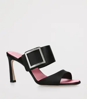 ROGER VIVIER Satin Trompette Mules - Black