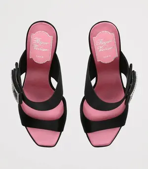 ROGER VIVIER Satin Trompette Mules - Black