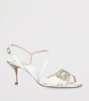 ROGER VIVIER Mini Flower Strass Heeled Sandals 65