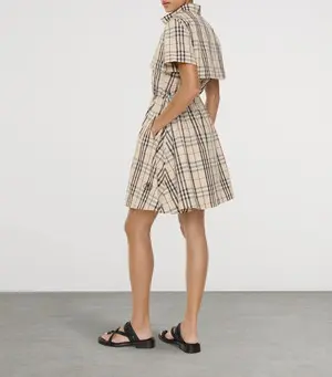 Burberry Checked Cotton Shirt Dress - Beige