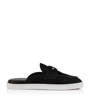 CHRISTIAN LOUBOUTIN Chanme Donna Flat Leather Mules - Black