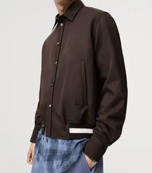 Loewe Wool-blend Shirt Jacket With Stripe Trim - Brown