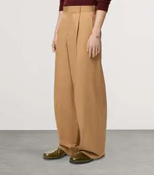 Loewe Cotton Wide-leg Trousers - Brown