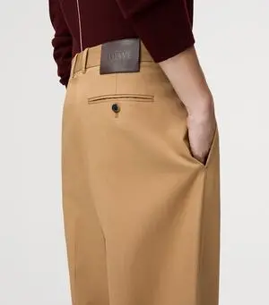 Loewe Cotton Wide-leg Trousers - Brown