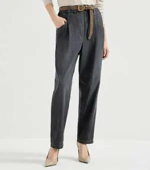 Brunello Cucinelli Denim Straight Trousers - Black