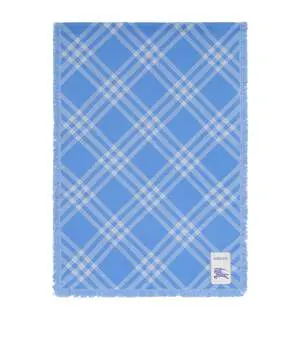 Burberry Wool-silk Check Scarf - Blue