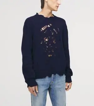 Alexander McQueen Distressed Skull Cotton Sweater