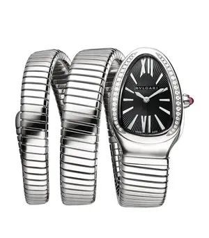 BVLGARI Stainless Steel And Diamond Serpenti Tubogas Watch - Black