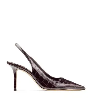 JIMMY CHOO Love 85 Croc-embossed Slingback Pumps
