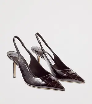 JIMMY CHOO Love 85 Croc-embossed Slingback Pumps