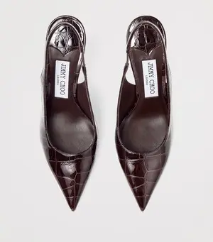 JIMMY CHOO Love 85 Croc-embossed Slingback Pumps