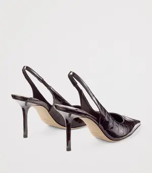 JIMMY CHOO Love 85 Croc-embossed Slingback Pumps