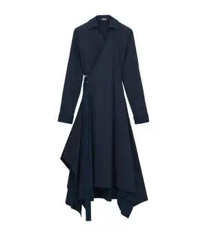 Loewe Cotton-blend Asymmetric Midi Dress - Navy
