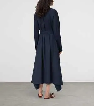 Loewe Cotton-blend Asymmetric Midi Dress - Navy