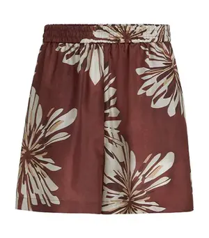 Brunello Cucinelli Floral Silk Shorts - Red