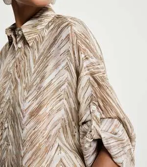Brunello Cucinelli Silk Chevron Shirt Dress