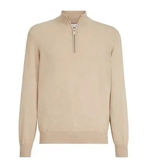 Brunello Cucinelli Cashmere Quarter-zip Sweater - Brown