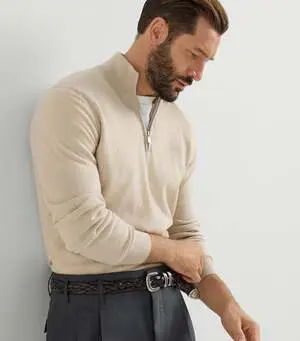 Brunello Cucinelli Cashmere Quarter-zip Sweater - Beige