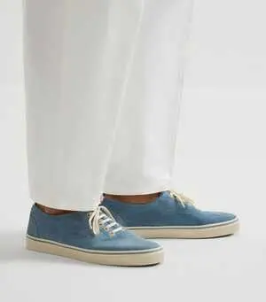 Brunello Cucinelli Suede Lace-up Sneakers - Blue