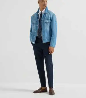 Brunello Cucinelli Cotton-virgin Wool Gabardine Trousers - Blue