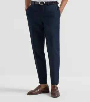 Brunello Cucinelli Cotton-virgin Wool Gabardine Trousers - Blue