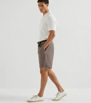Brunello Cucinelli Garment-dyed Cotton Gabardine Bermuda Shorts - Brown