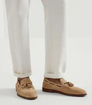 Brunello Cucinelli Suede Tassel Loafers - Orange