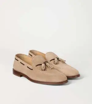 Brunello Cucinelli Suede Tassel Loafers - Orange