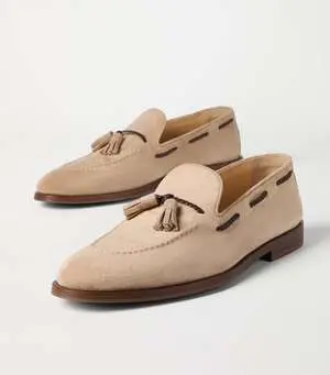 Brunello Cucinelli Suede Tassel Loafers - Orange